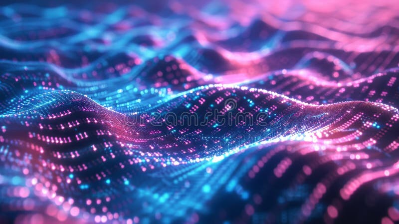 Abstract Digital Waveform with Glowing Dots Stock Illustration ...