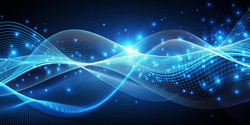Abstract Digital Waveform with Glowing Lights, Blue , Network ...