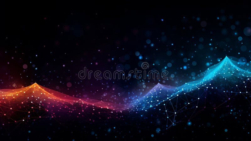 Abstract Digital Waveform with Glowing Points and Interconnected Lines ...
