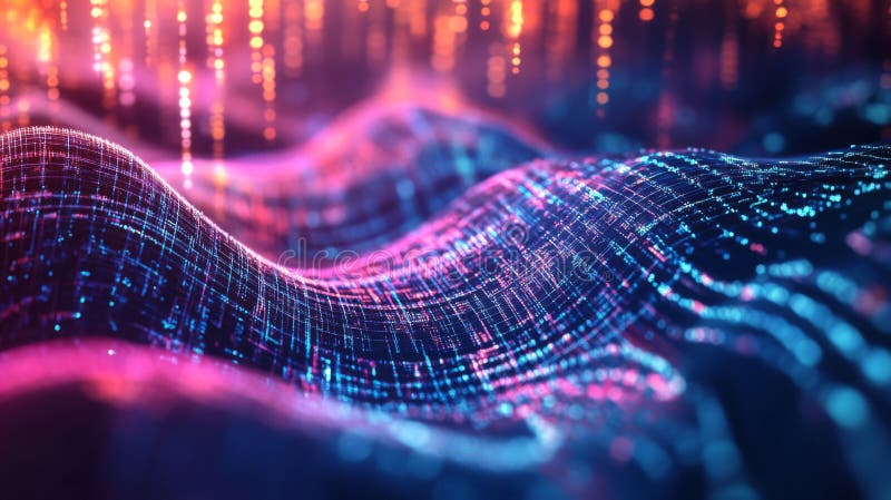 Abstract Digital Waveform Illuminating Neon Hues Stock Photo - Image of ...