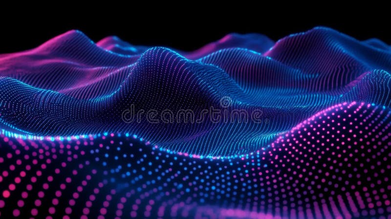 Abstract Digital Waveform Neon Landscape Stock Illustration ...
