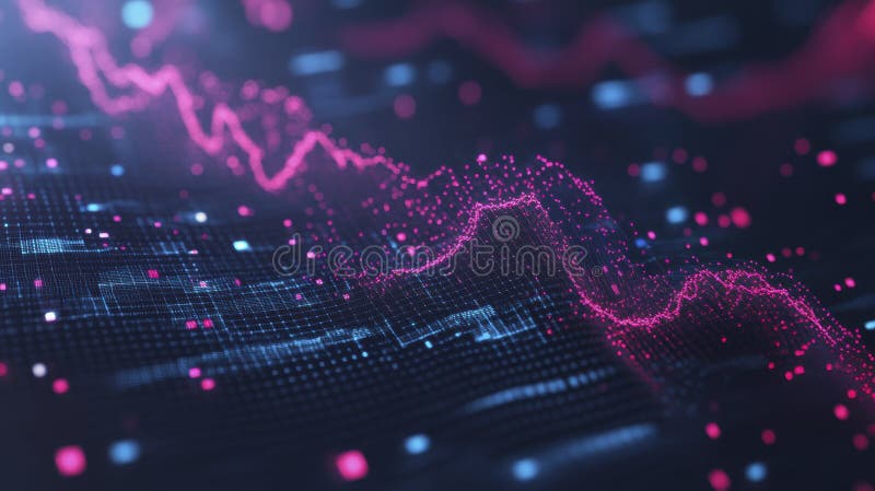 Abstract Digital Waveform with Vibrant Colors and Glowing Particles on ...