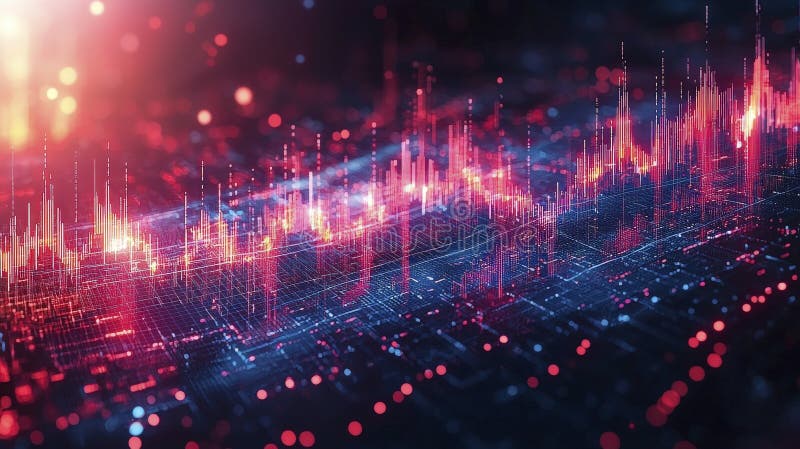 Abstract Digital Waveform in Vibrant Colors Stock Illustration ...