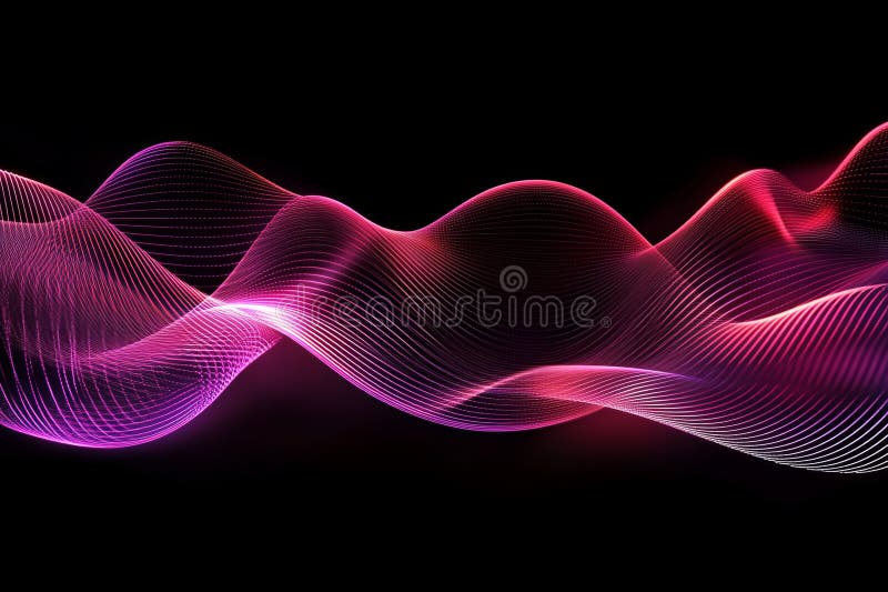 Abstract Digital Waveform with Vibrant Pink and Purple Lines on Black ...