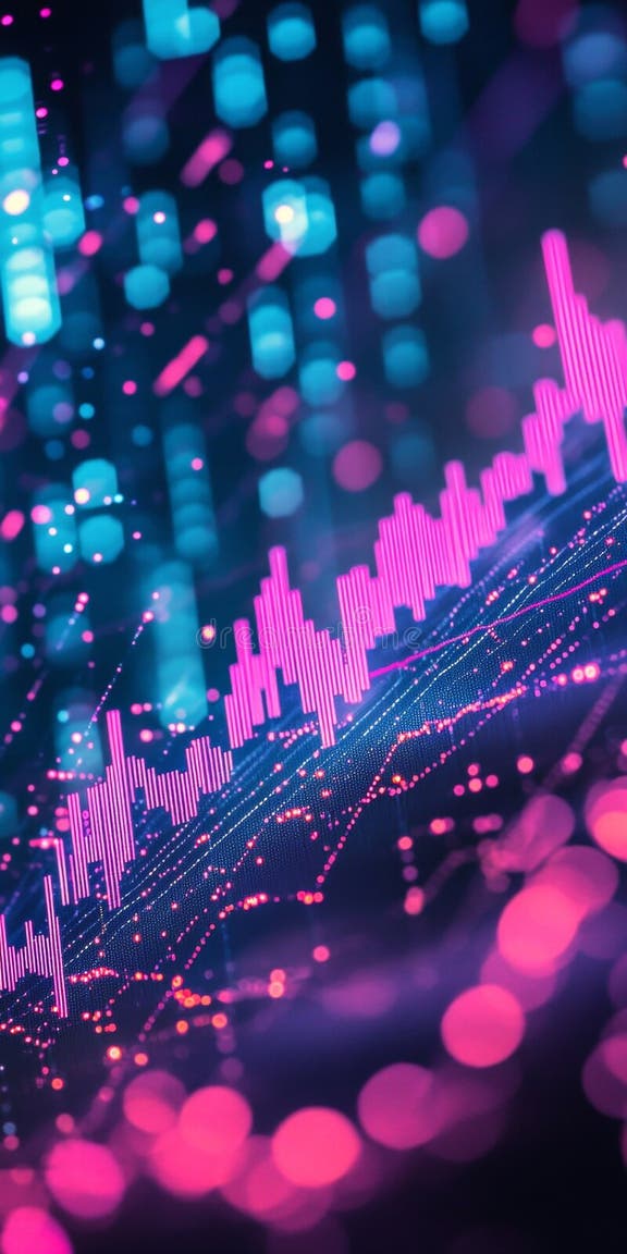 Abstract Digital Waveform Visualization with Bright Neon Colors and ...