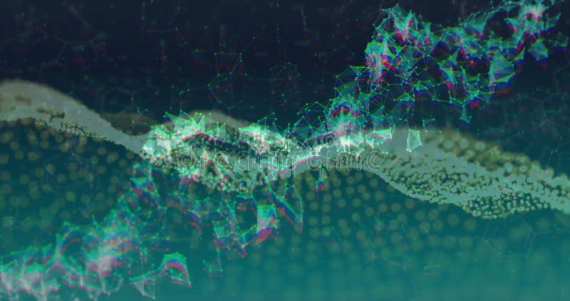 Abstract Digital Waveforms and Geometric Shapes, Data Processing Animation Over Gradient ...