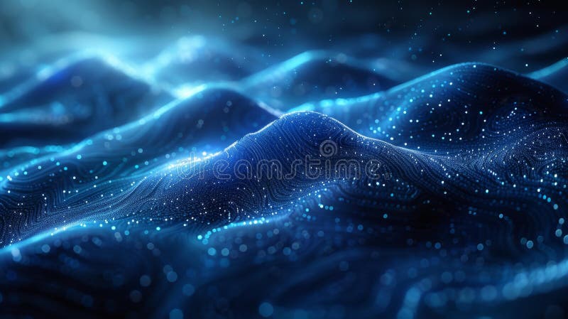 Abstract Digital Waves with Blue Lights - Generative Ai Stock ...
