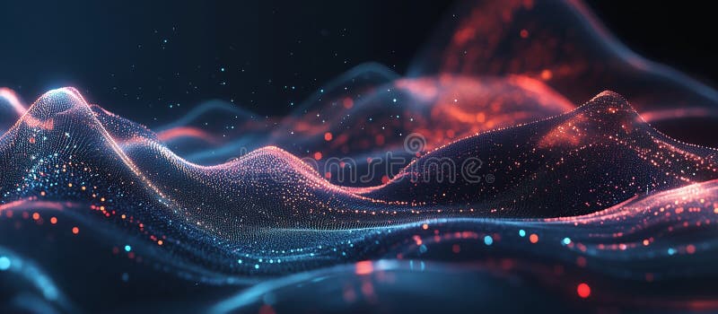 Abstract Digital Waves with Effects of Light and Particles. Stock ...