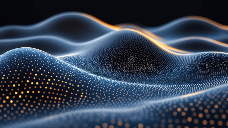 Abstract Digital Waves Glow Dark Background Technology Presentation ...