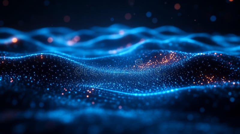 Abstract Digital Waves with Glowing Particles, Futuristic Technology ...