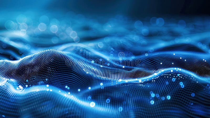 Abstract Digital Waves and Glowing Particles. Generative Ai Stock ...