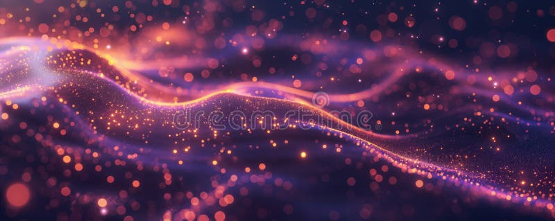 Abstract Digital Waves with Glowing Points and Motion Blur in Purple ...