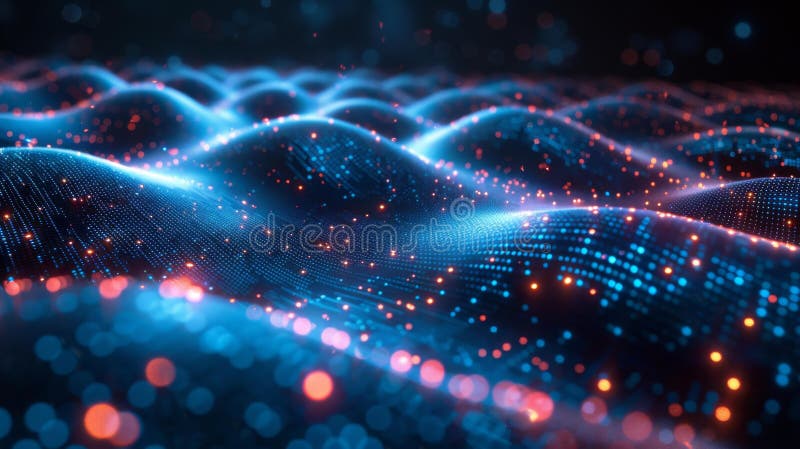 Abstract Digital Waves of Light - Generative Ai Stock Illustration ...