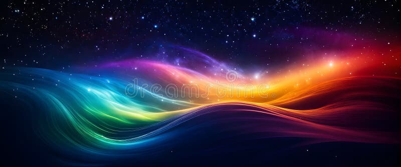 Abstract Digital Waves in Multicolor, Dramatic Dark Background ...