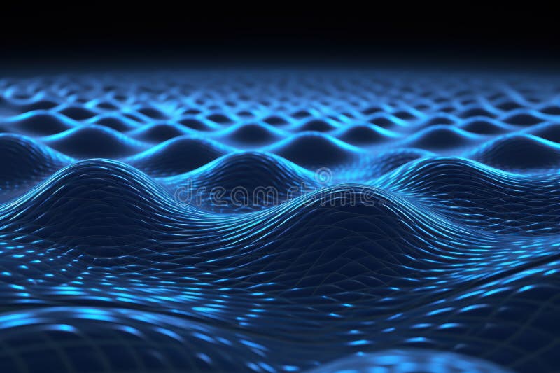 Abstract Digital Waves and Ripples in Blue Tones Stock Illustration ...