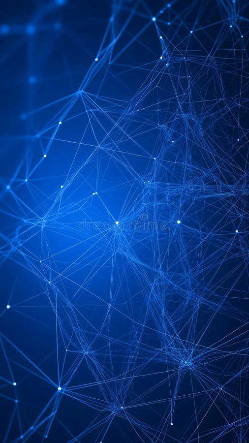 Abstract Digital Web of Interconnected Blue Lines and Nodes Stock ...