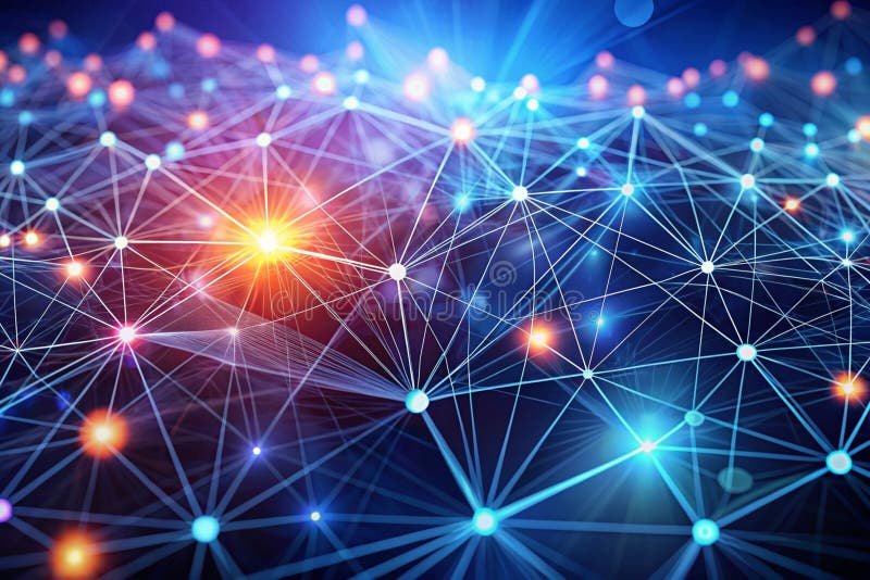 Abstract Digital Web of Interconnected Points and Lines. Modern ...