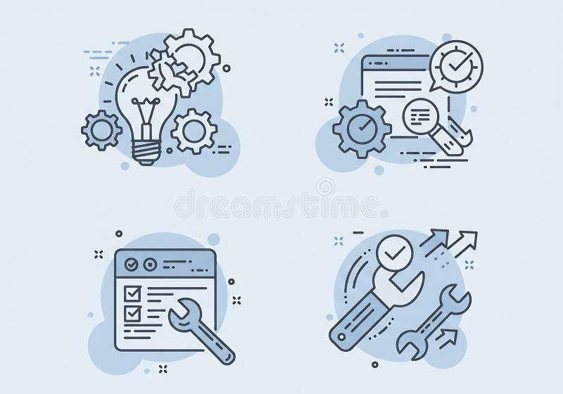 Abstract Digital Workflow Process Icons Concept Stock Illustration ...