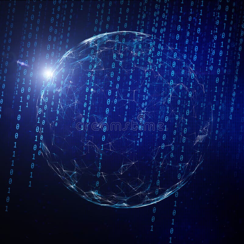 Abstract Digital World with Binary Numbers Stock Illustration ...