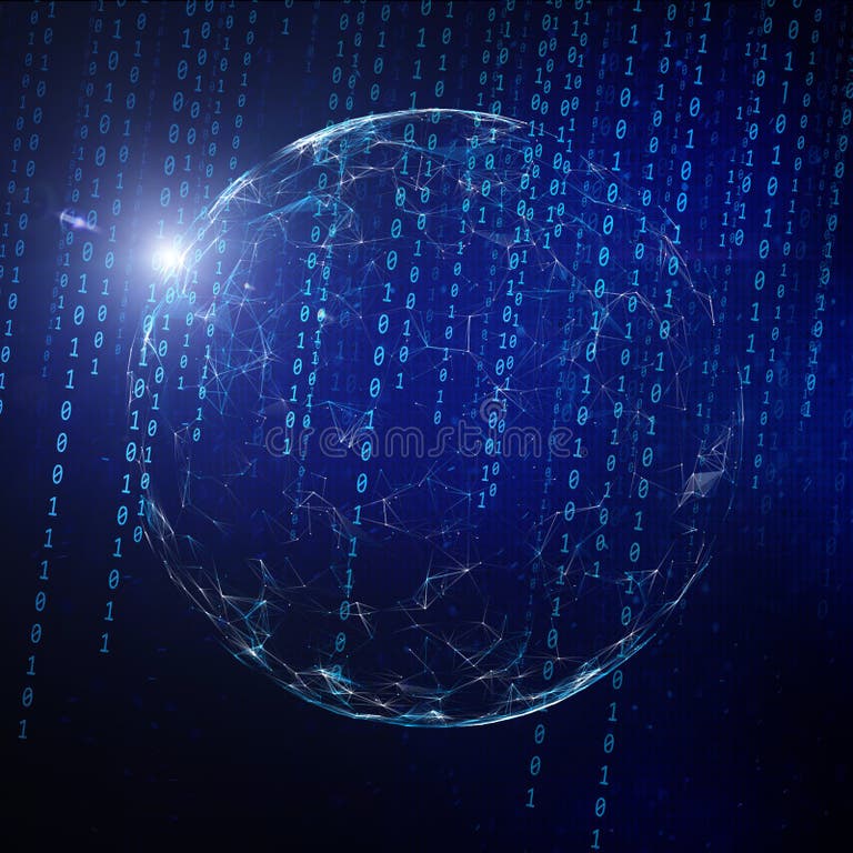 Abstract Digital World with Binary Numbers Stock Illustration ...