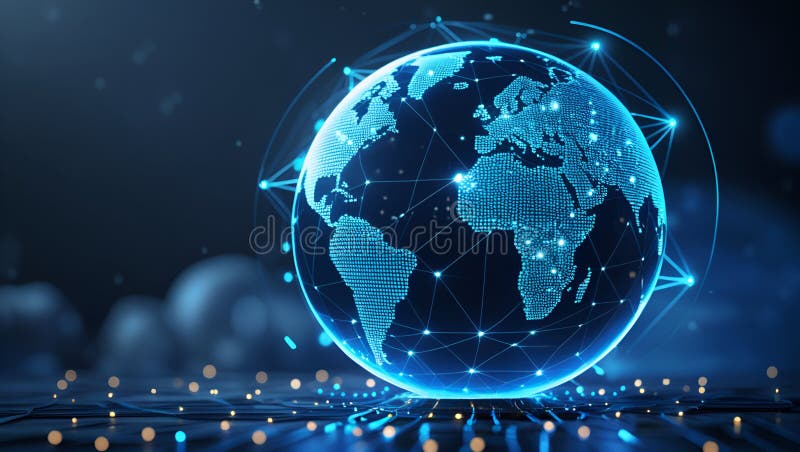 Abstract Digital World Globe Global Communication Technology Concept Background Abstract of ...