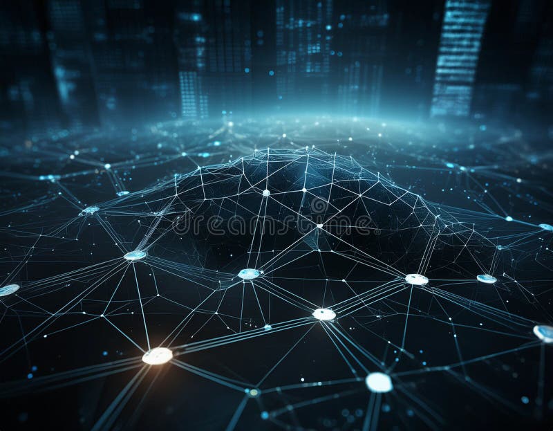 Abstract Digital World Illustration with Interconnected Nodes and ...