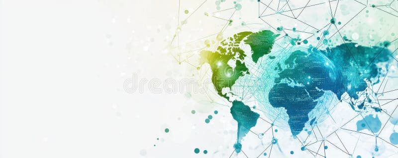 Abstract Digital World Map with Connecting Network Lines Stock Image ...