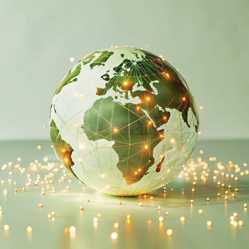 Abstract Digital World Map with Connection Lines on Dark Blue ...