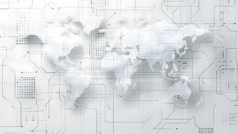 Abstract Digital World Map with Geometric Network Connections and Data ...