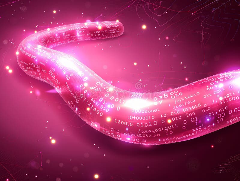 Digital Transformation Concept Futuristic Pink Worm with Binary Code ...