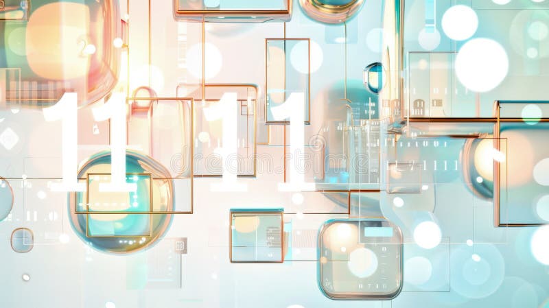 Digitally Enhanced Abstract Composition of Futuristic Shapes, Numbers ...