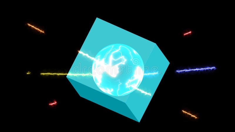 Abstract Dimension Cube with Powerful Core and Laser Energy Sending To ...