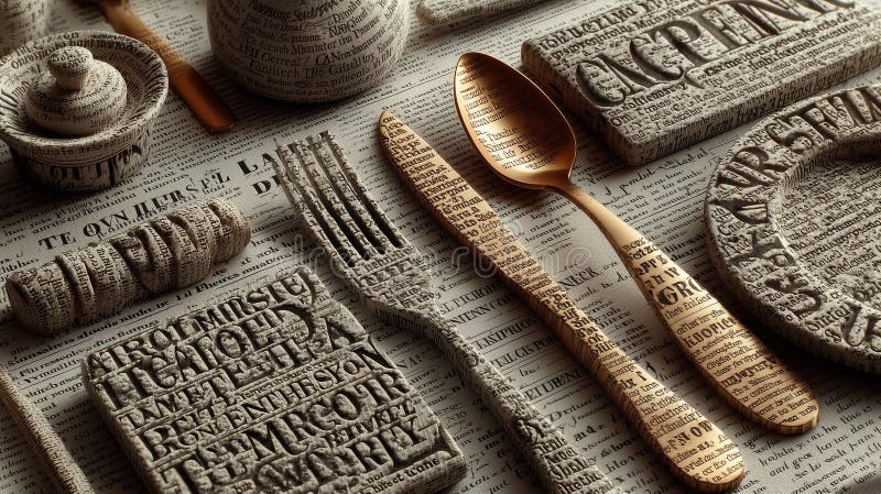 Abstract Dinner Table Made of Letters and Typographic Elements Stock ...