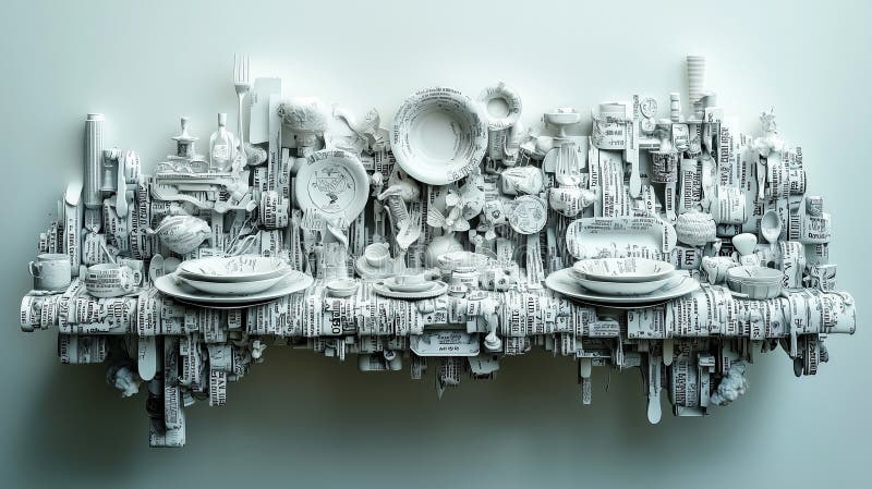 Abstract Dinner Table Made of Words, Letters and Typographic Textures ...
