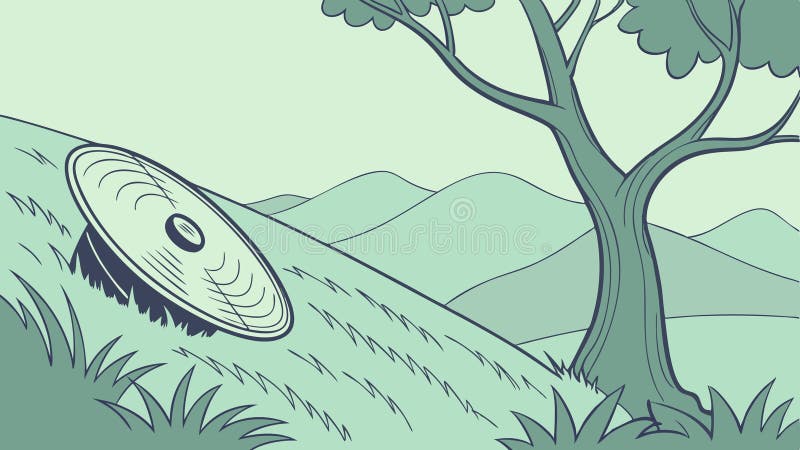 Abstract Disc and Tree in Gentle Landscape Vector Illustration, Vector ...