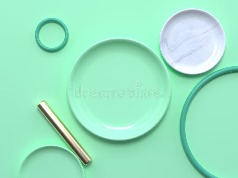 Abstract Dish Flat Lay Soft Green Pastel Scene Abstract Geometric Shape ...