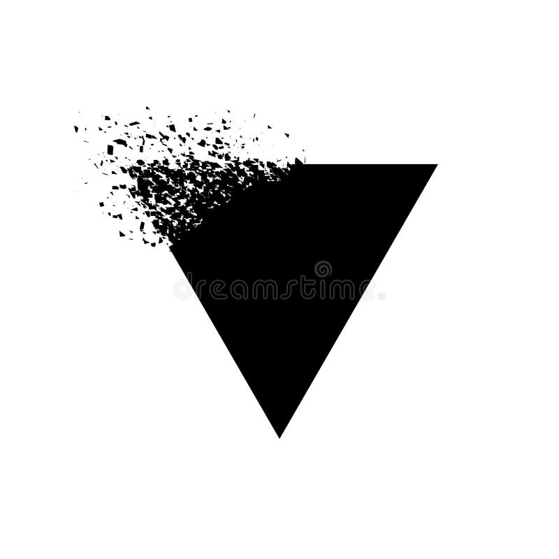 Abstract Disintegrating Black Triangle on White Background Stock ...