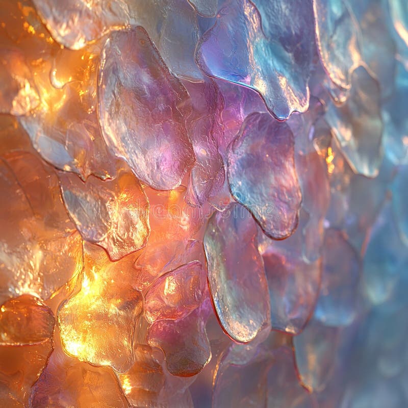 An Abstract Display of Colorful, Iridescent Glass Elements Creates an ...