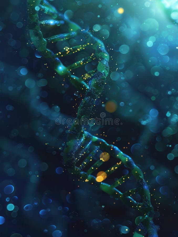 An Abstract Display of a Glowing Double Helix Structure of DNA Set ...