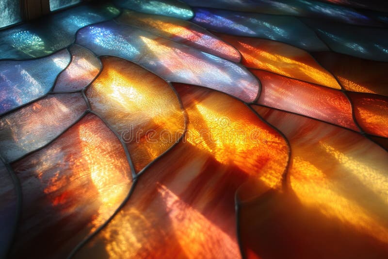 Stained Glass Texture: Warm Hues and Light Effects Stock Illustration ...