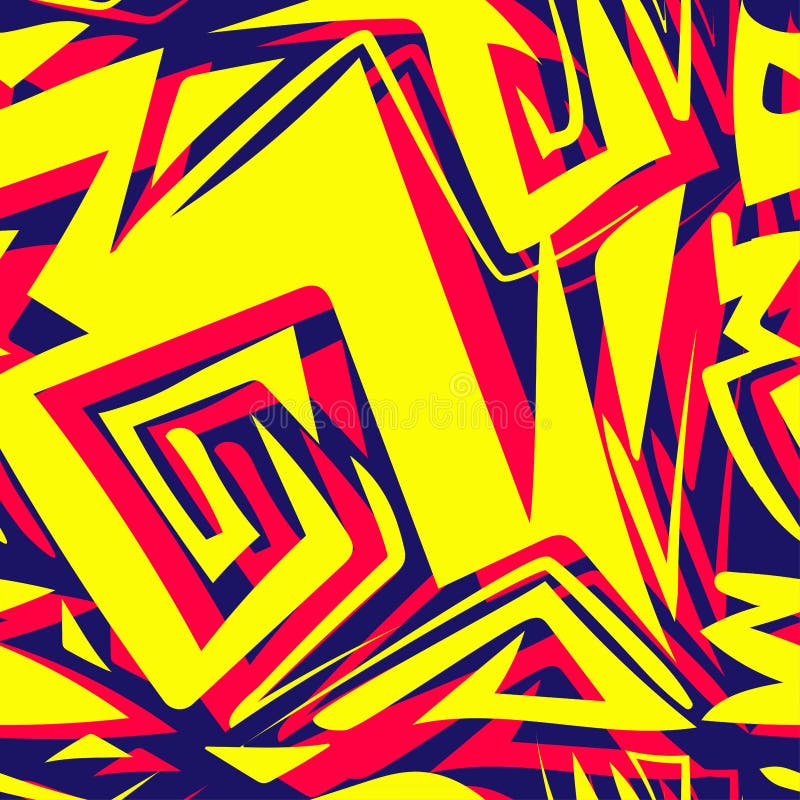 Abstract Distored Shapes Seamless Pattern Psychedelic Colors Vector ...