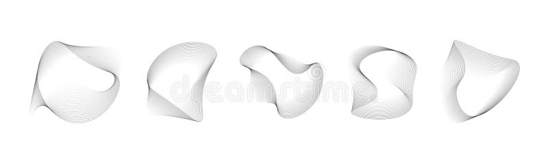 Abstract Distorted Outline Wireframe Waves Set Stock Vector ...