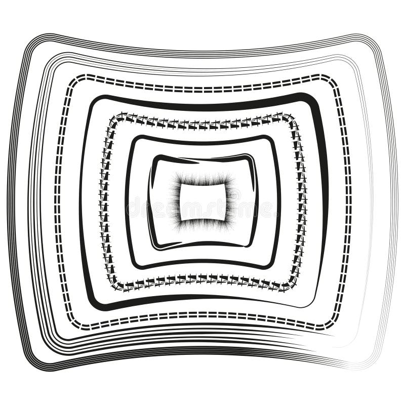 Abstract Distorted Rectangles. Concentric Outline Pattern. Monochrome Warped Shape. Vector ...