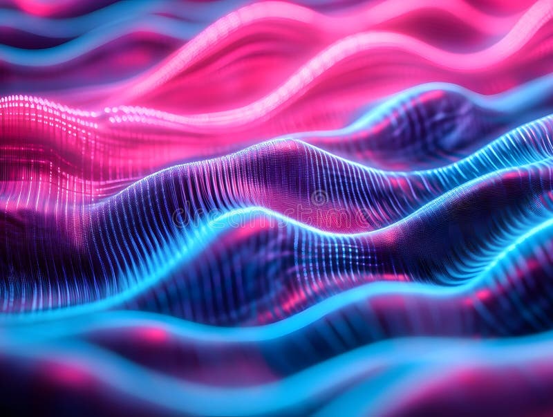 Abstract Distorted Wave Patterns in Pink-blue Neon Color Stock ...