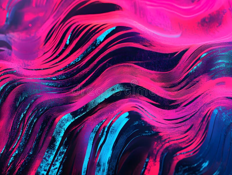 Abstract Distorted Wave Patterns in Pink-blue Neon Color Stock ...