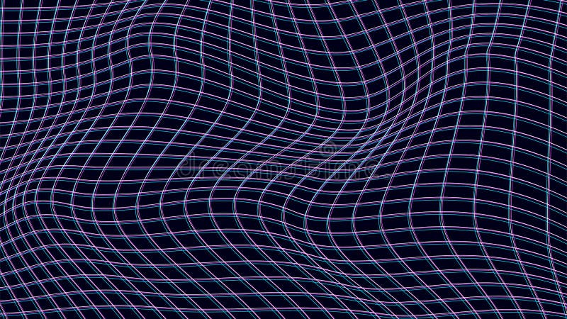 Abstract Distorted Wireframe Wave. Vector Curve Surface Background ...