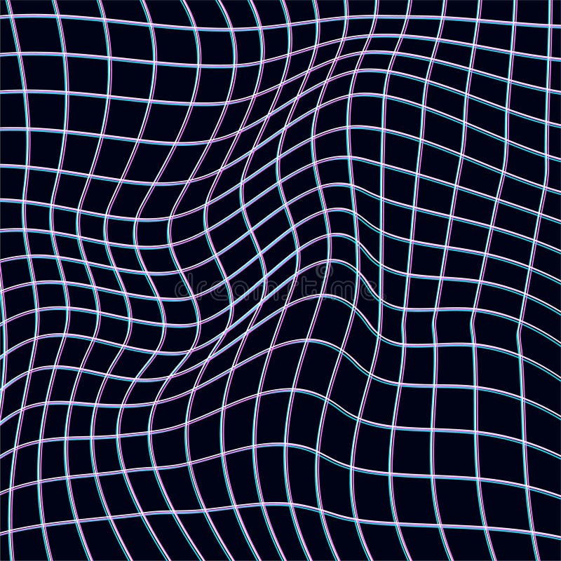 Abstract Distorted Wireframe Wave. Vector Curve Surface Background ...