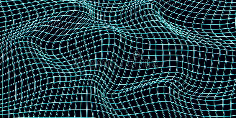 Abstract Distorted Wireframe Wave. Vector Curve Surface Background ...