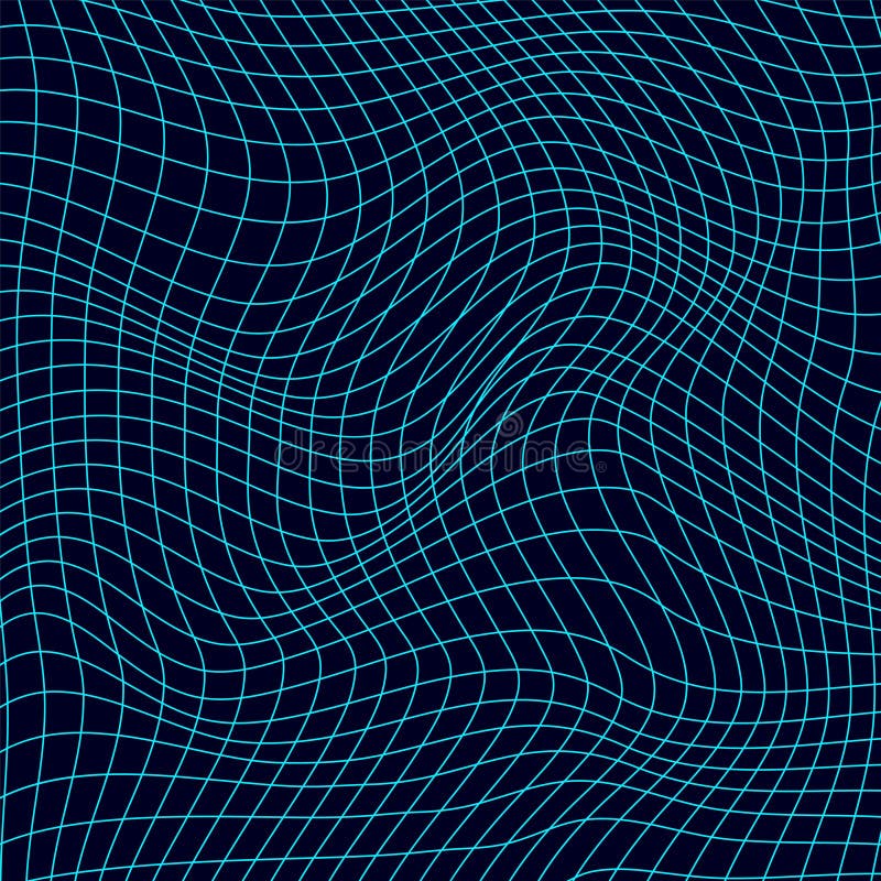 Abstract Distorted Wireframe Wave. Vector Curve Surface Background ...