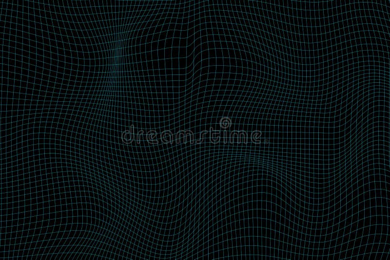 Abstract Distorted Wireframe Wave. Vector Curve Surface Background ...